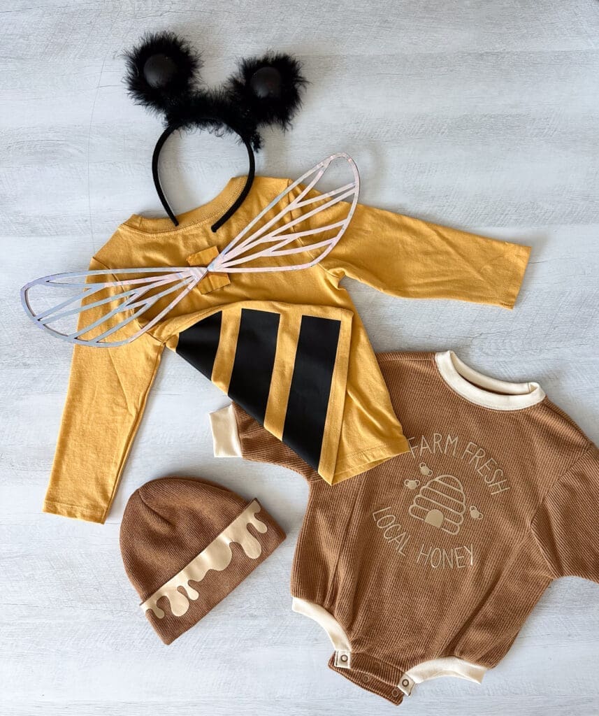 Quick Adorable DIY Bee Honey Sibling Halloween Costume Using a Cricut Maker Zappy Dots